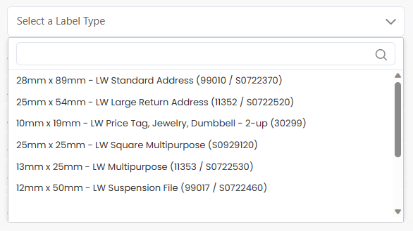Can I specify a custom label size for my labels and barcodes in Tagrain?