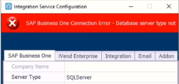 Error in Integration Service "SAP Business One Connection Error ...